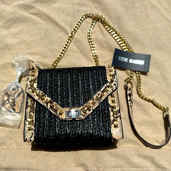 Steve Madden | Bags | Nwt Steve Madden Cross Body Purse Black Snakeskin ...
